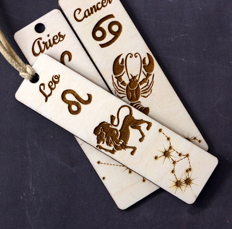 Zodiac Bookmarks SVG Set of 12 Signs Wood Bookmark Template - Etsy UK