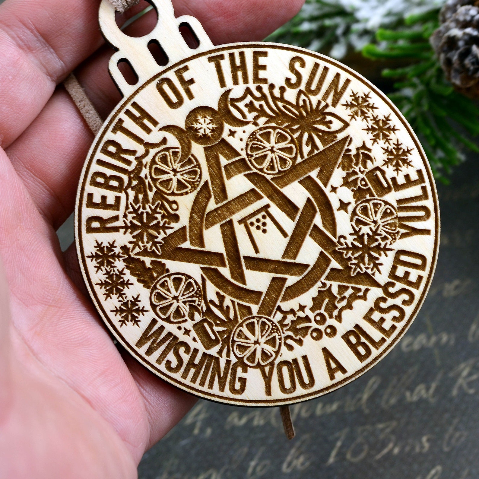 Blessed Yule Ornament SVG Set of 2 Pagan Pentagram Ornament - Etsy