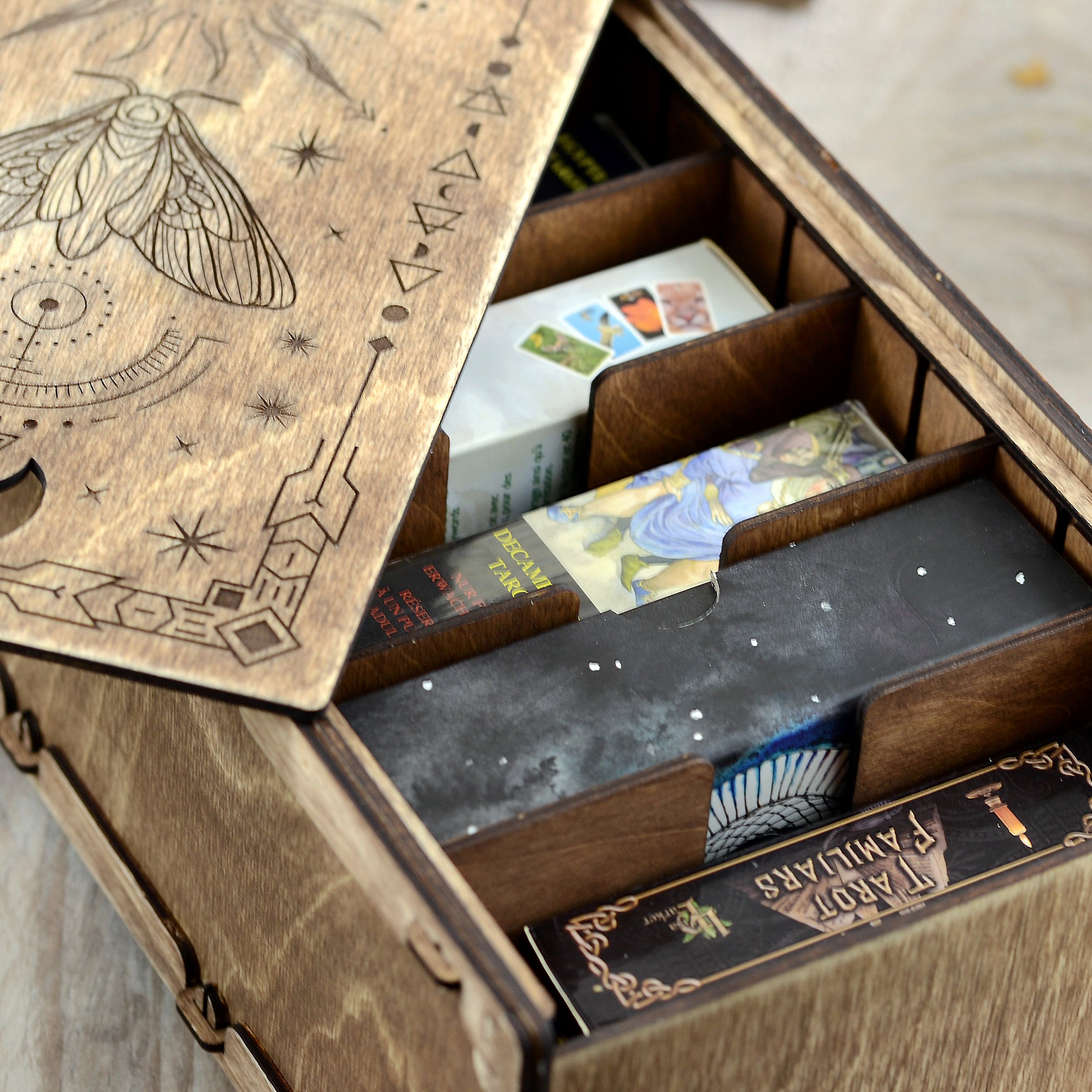 Wooden Tarot Storage Box SVG Tarot Box for Multiple Decks SVG Box for 6 ...