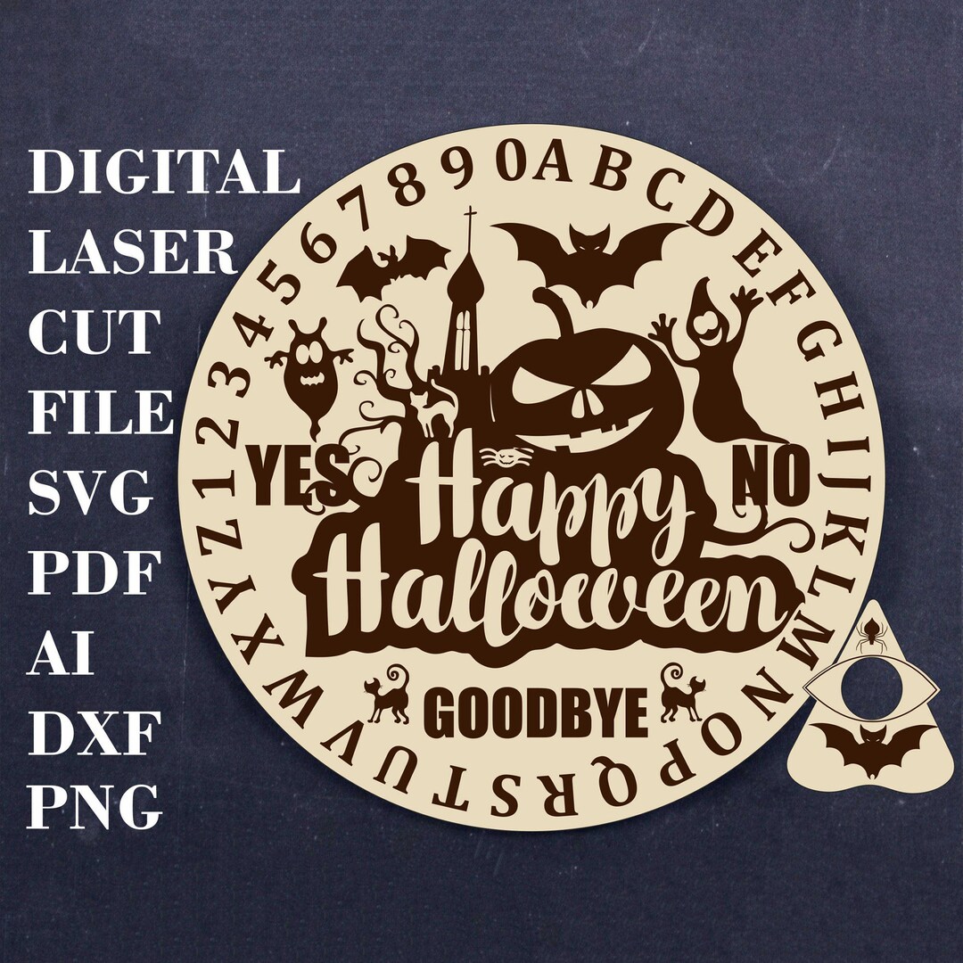 Happy Halloween Spirit Board SVG Round Ouija Board With Planchette Svg ...