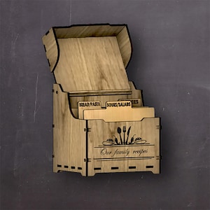 Recipe Box Svg Recipe Card Box 4 X 6 With Dividers Glowforge Laser Cut ...