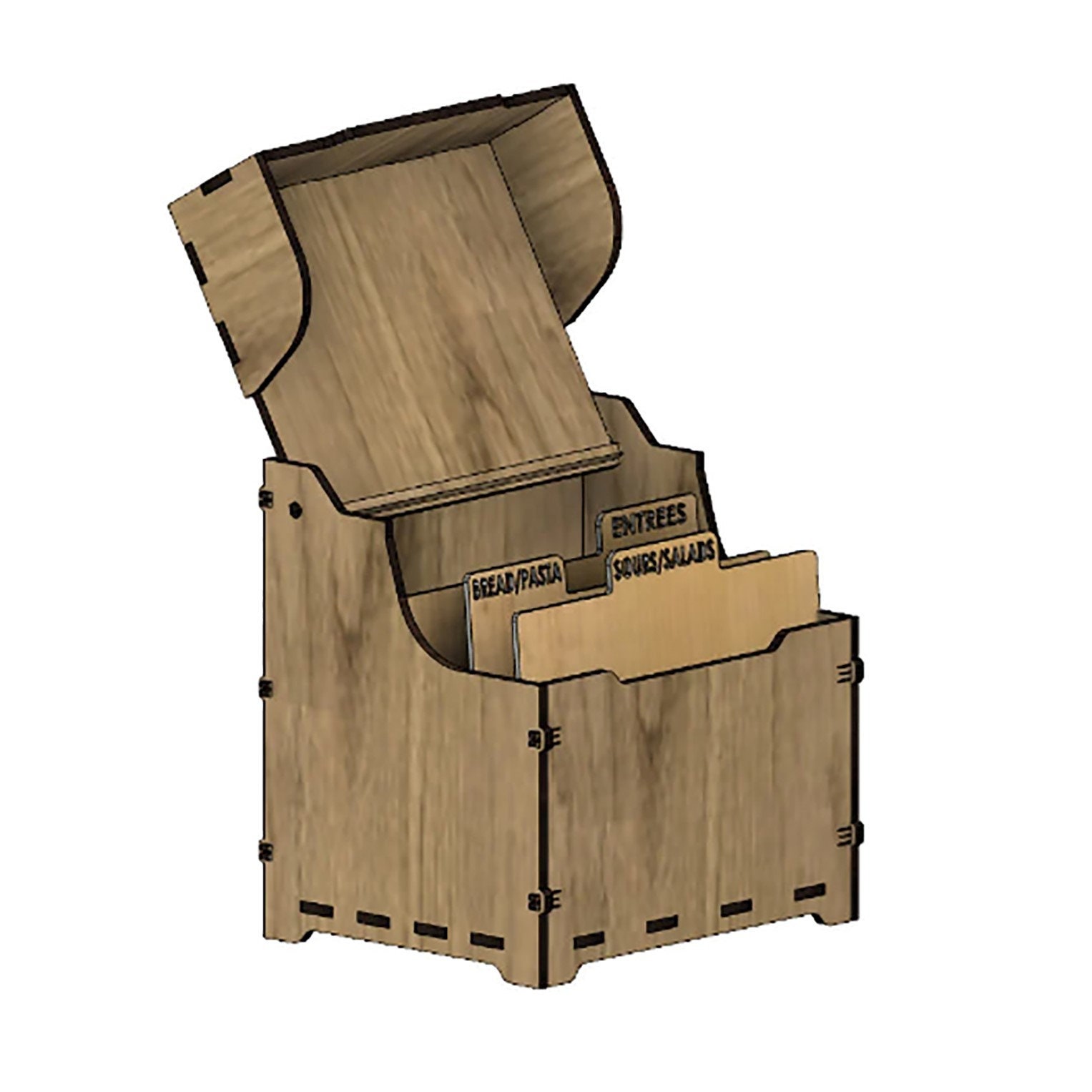 Recipe Box Svg Recipe Card Box 4 X 6 With Dividers Glowforge Laser Cut ...