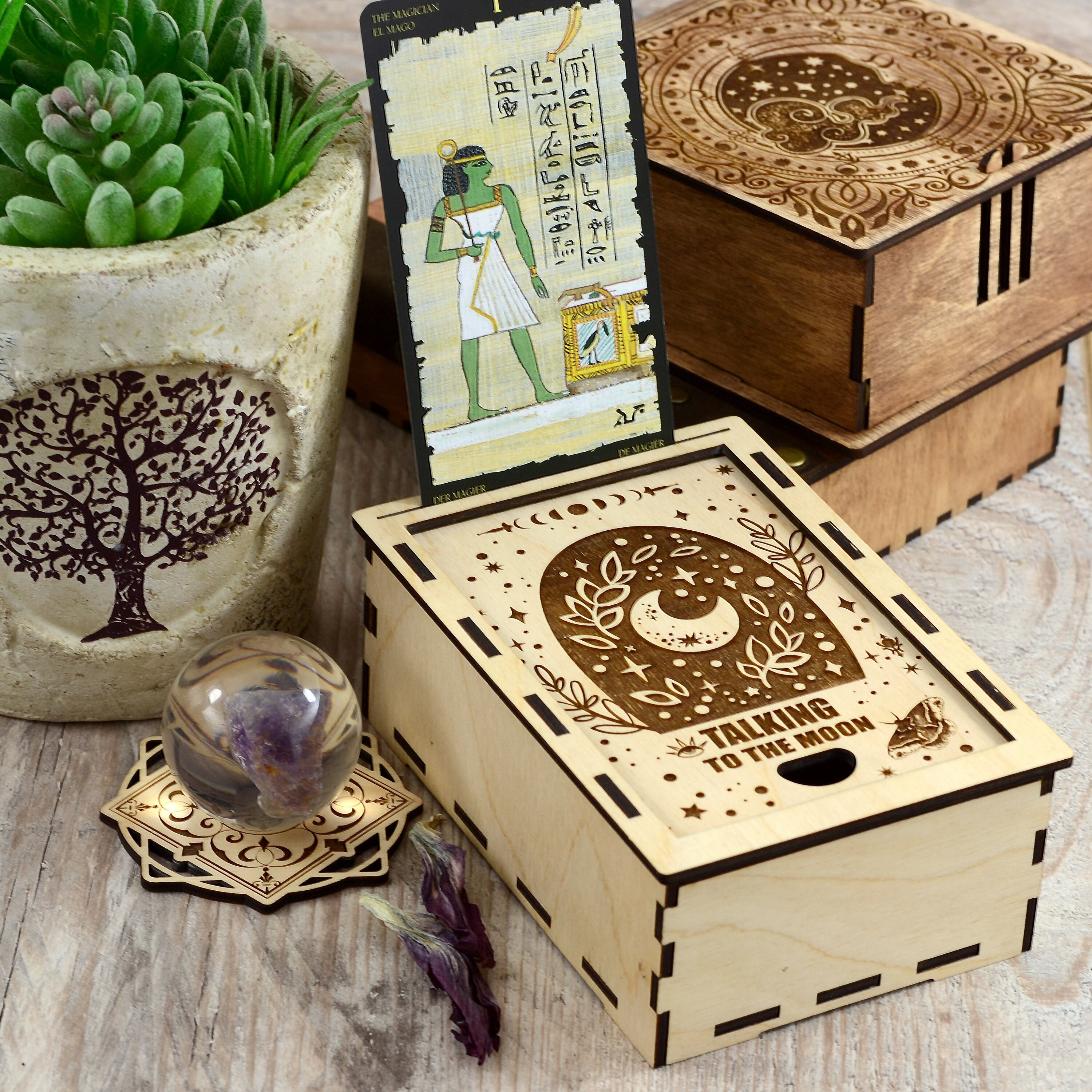 Moon Tarot Card Box With Card Display SVG Witch Trinket Box Svg ...