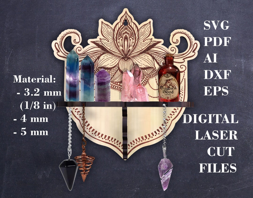 Lotus Pendulum Shelf SVG Mandala Wall Crystal Shelf Laser File - Etsy
