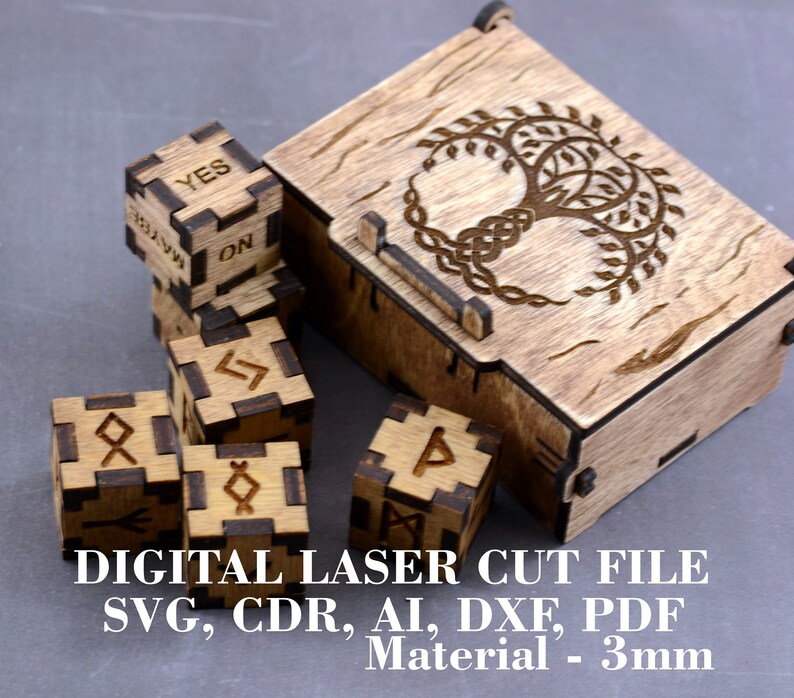 Viking Rune Dice Set With Box Svg Divination Tools Svg Digital - Etsy