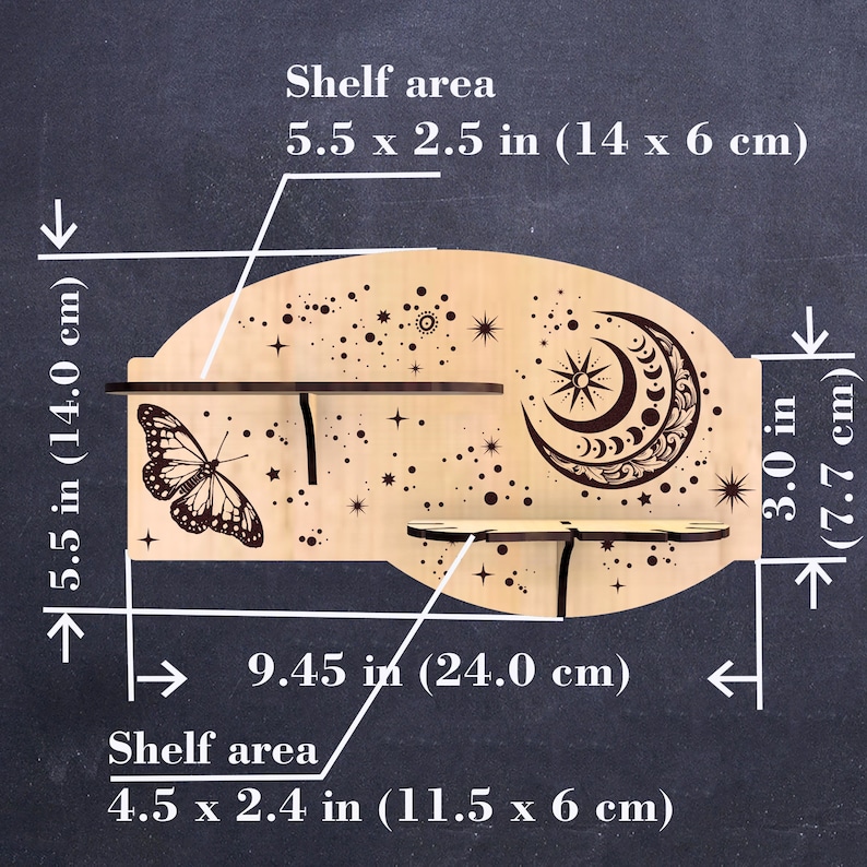 Moon Crystal Shelf Display Laser Cut File Moth Pendulum Shelf - Etsy