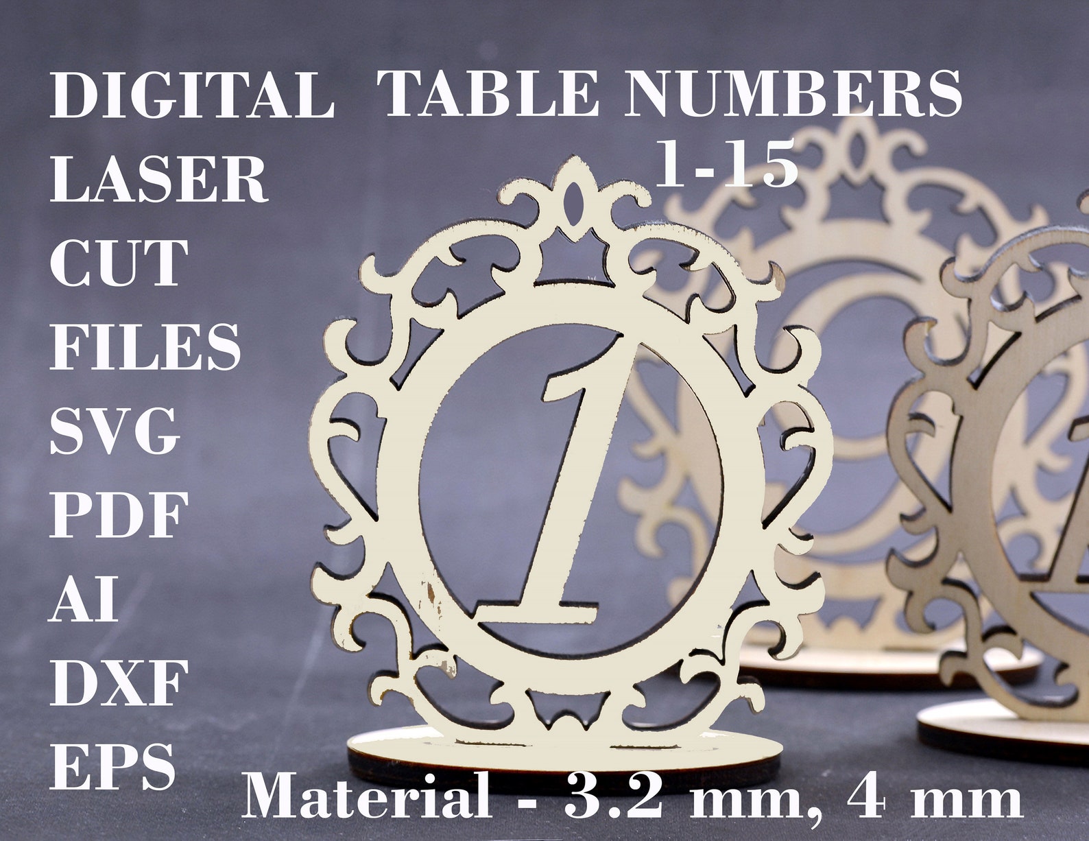 Wooden Table Numbers SVG Wedding Table Number Template With - Etsy