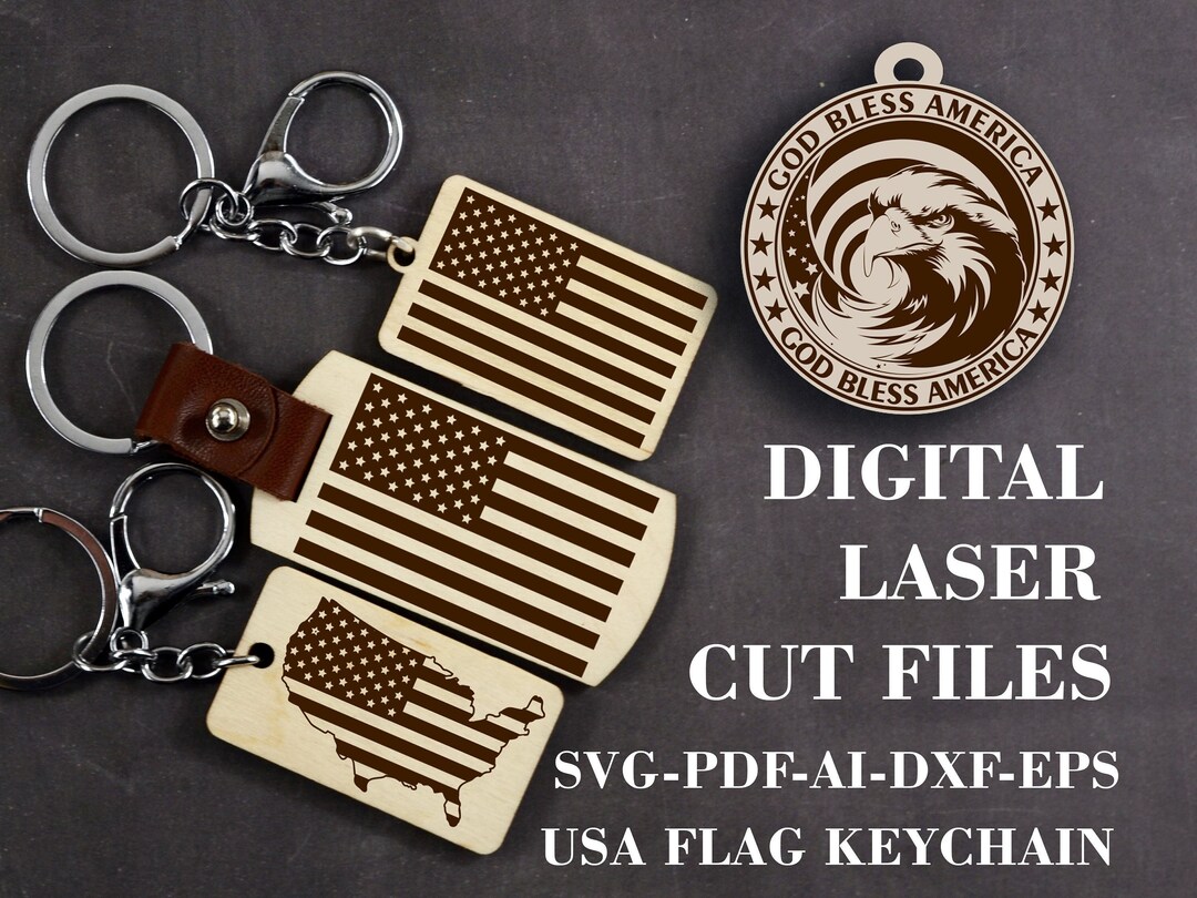 USA Flag Keychain SVG American Flag Key Chain Svg Digital - Etsy