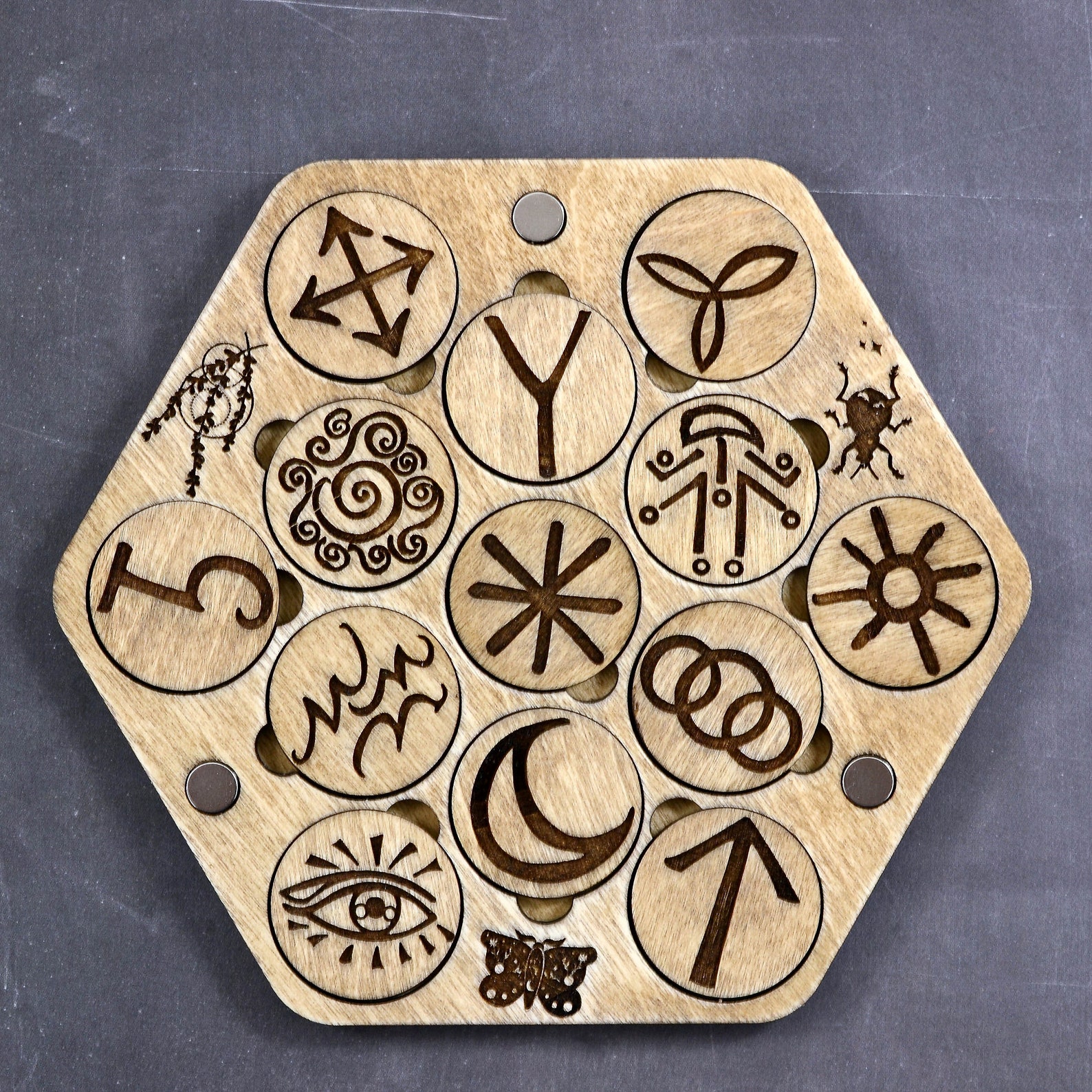 Fox Witch Rune Set in Wooden Box SVG Divination Tool Svg Wiccan Decor ...