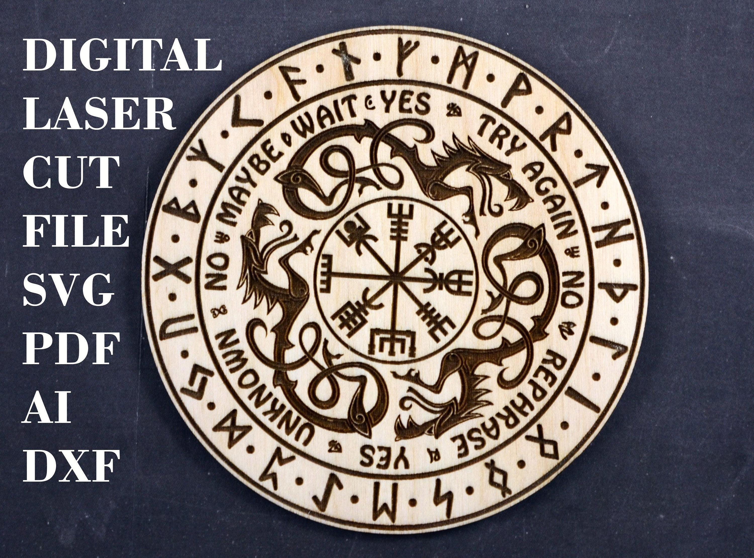 Runic Compass Pendulum Board Svg Vegvisir Svg Viking Circle of - Etsy