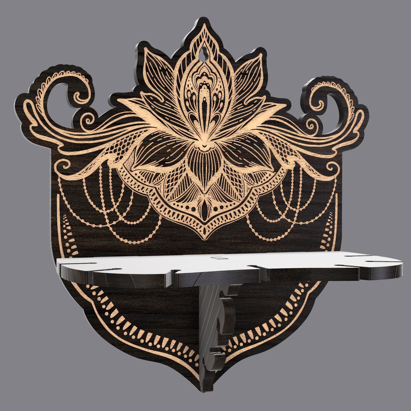 Lotus Pendulum Shelf SVG Mandala Wall Crystal Shelf Laser File - Etsy