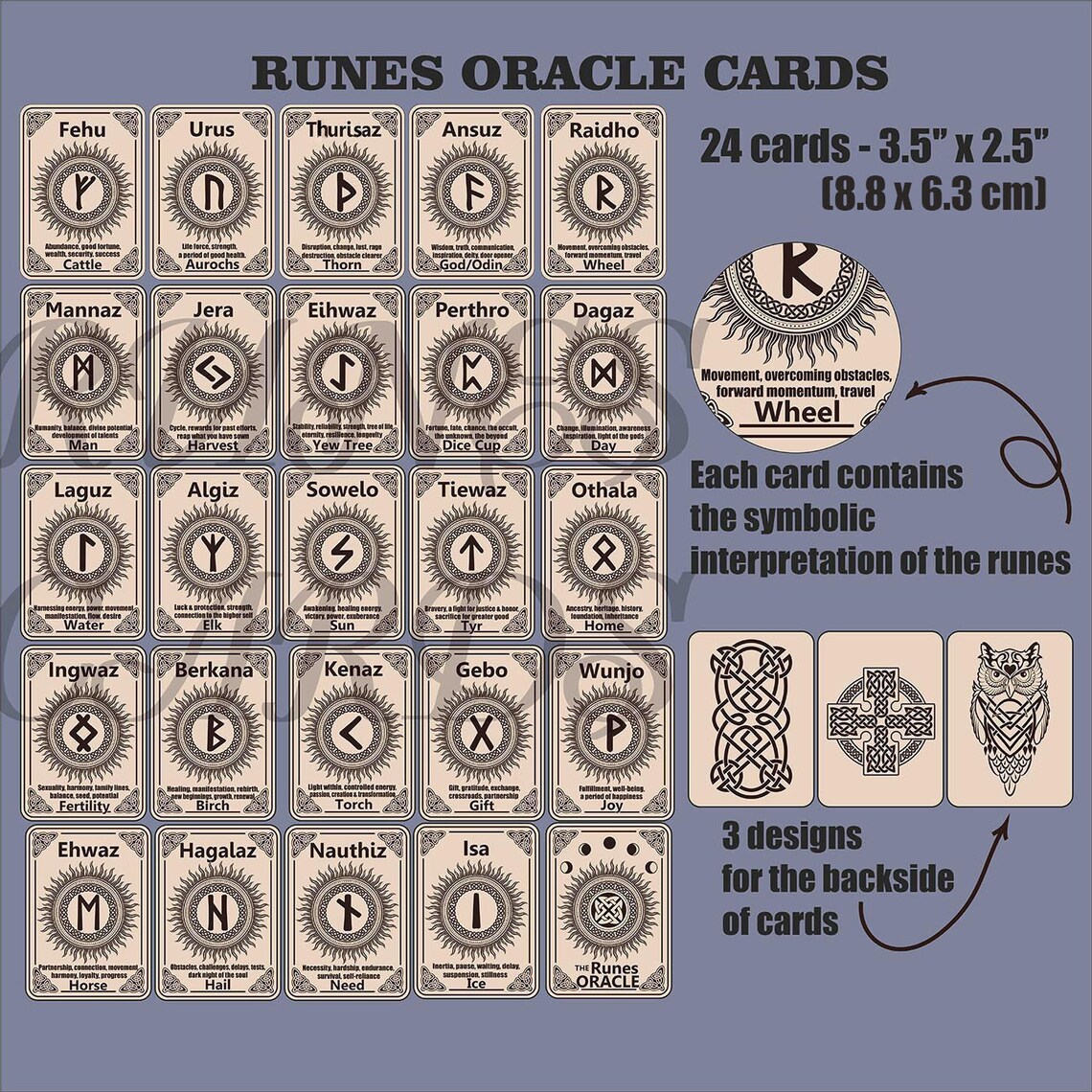 Elder Futhark Runes Oracle Cards SVG Set of 24 Pcs With Box - Etsy