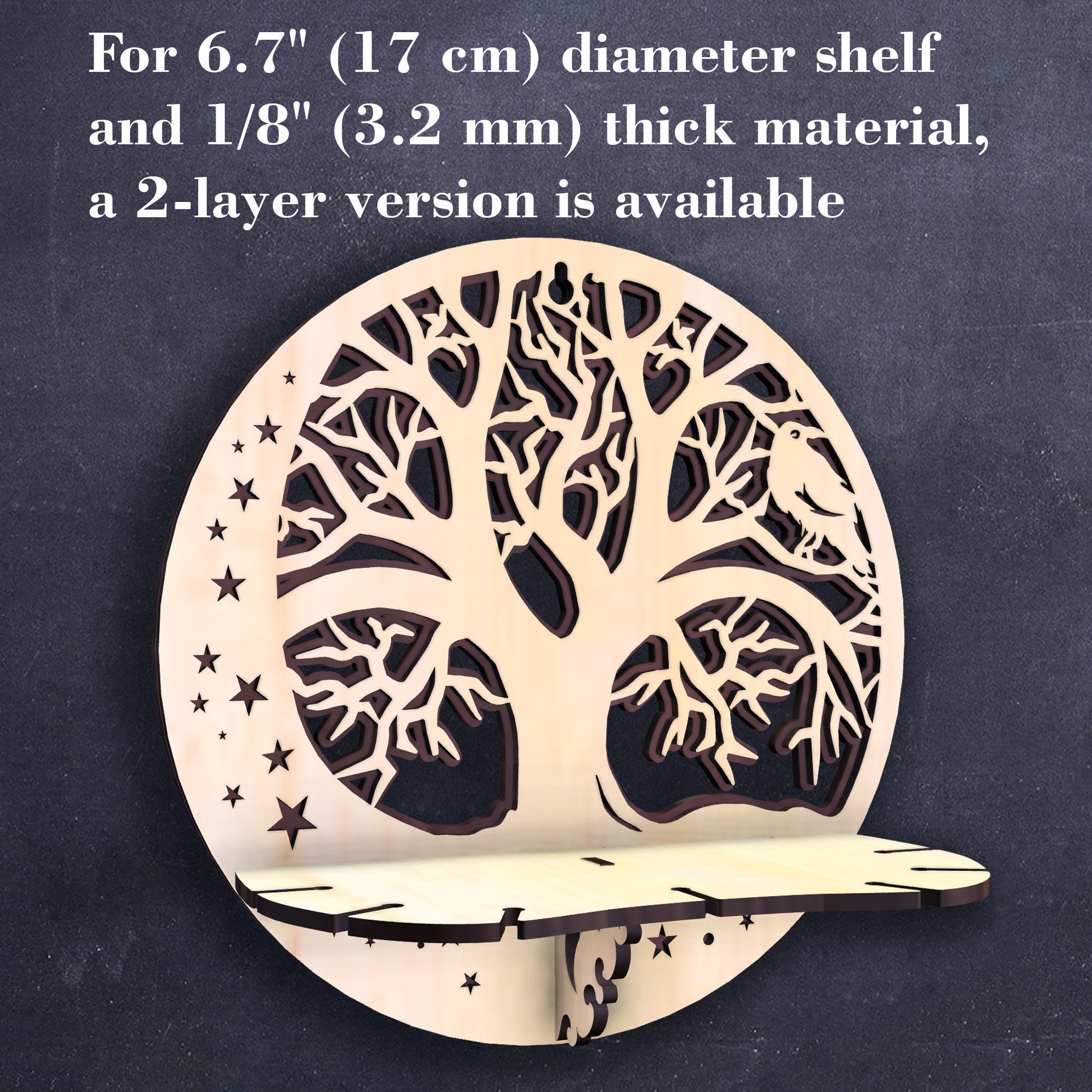 Tree of Life Shelf SVG Moon Pendulum Shelf SVG Wall Crystal Shelf Laser ...