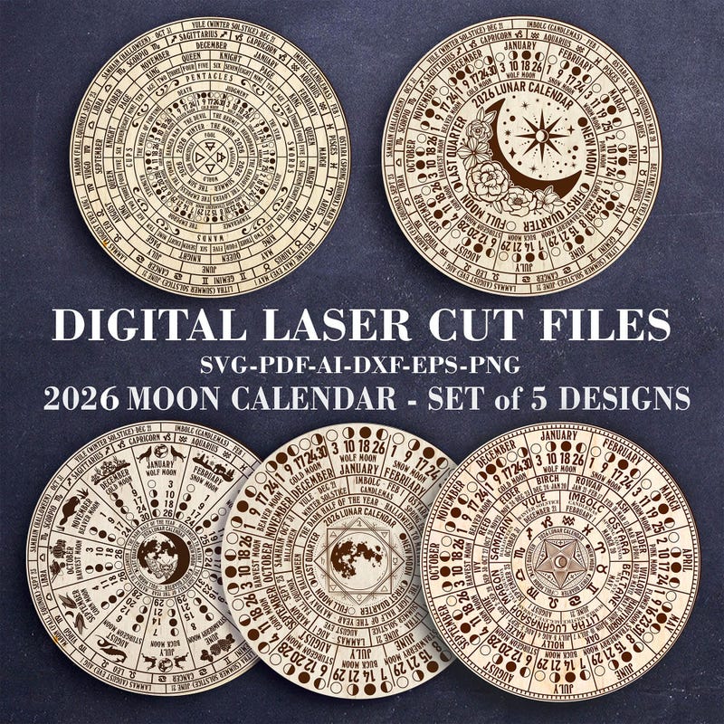 Moon Calendar 2026 Svg - Etsy