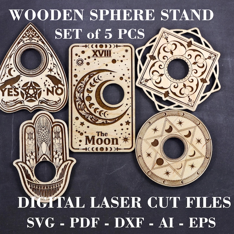 Planchette Sphere Stand Set of 5 Pcs SVG Hamsa Crystal Ball Stand Svg ...
