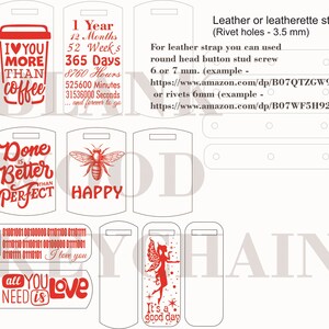 Blanks Wood and Leather Keychain SVG, Keychain Template Svg, Keychain ...