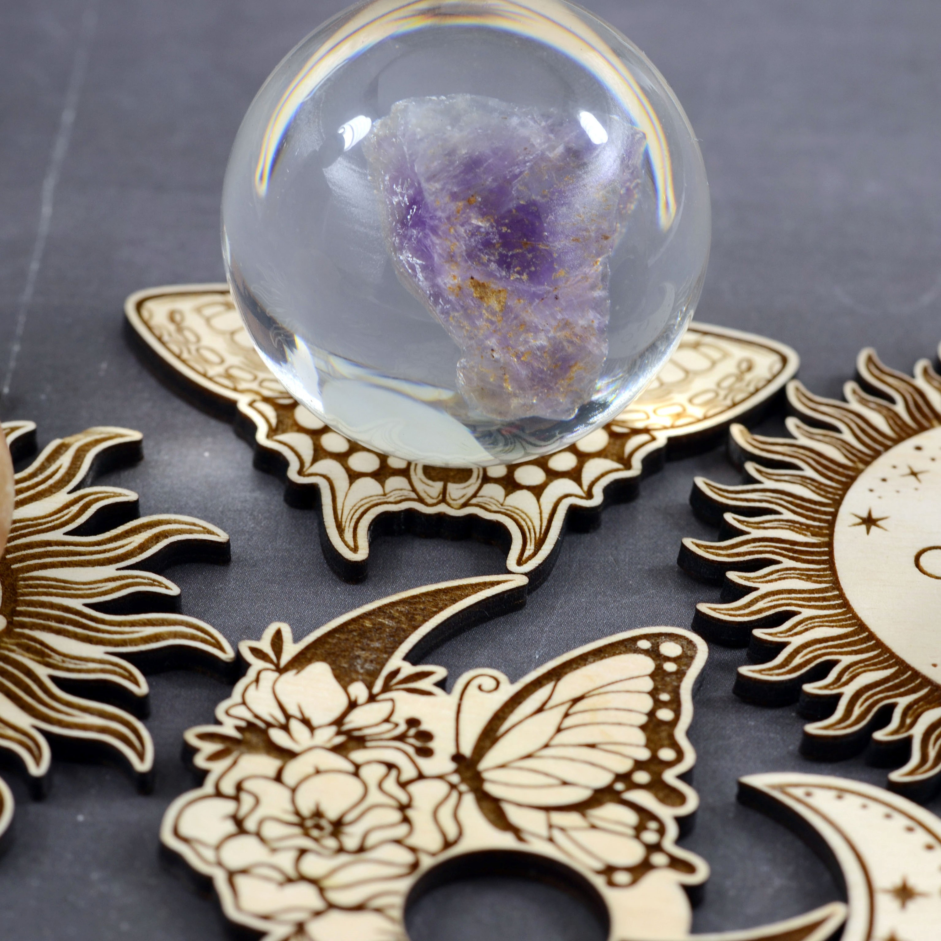 Wooden Sphere Stand Set of 5 Pcs SVG Moon Crystal Ball Stand - Etsy