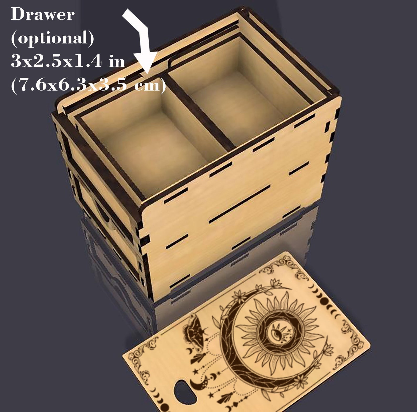 Two-tier Tarot Card Box With Slot for Card of the Day SVG - Etsy