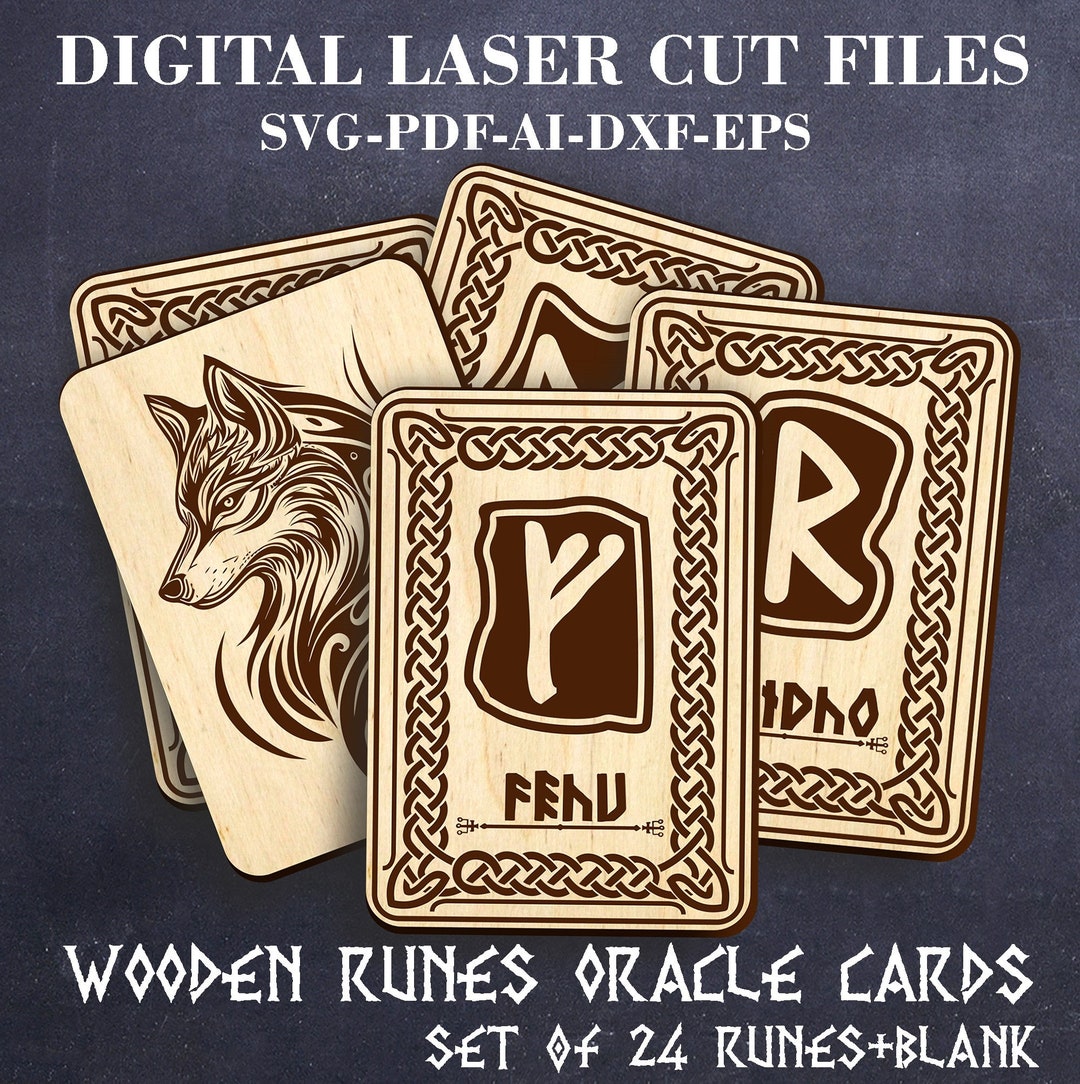 Digital Set of 24 Pcs Elder Futhark Runes SVG Wooden Runes Oracle Cards ...