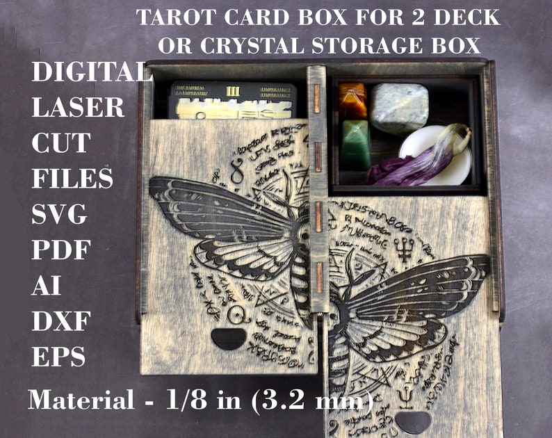 Tarot Card Box for 2 Decks Svg Crystal Storage Box Svg Jewelry - Etsy UK