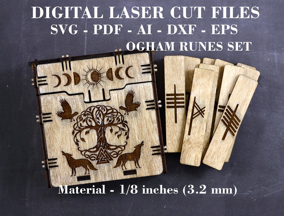 Ancient Ogham Stave Set With Box SVG Ogham Runes SVG Digital - Etsy