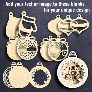 Blank Christmas Ornaments SVG Set of 9 Ornament Bundle Template Multi ...
