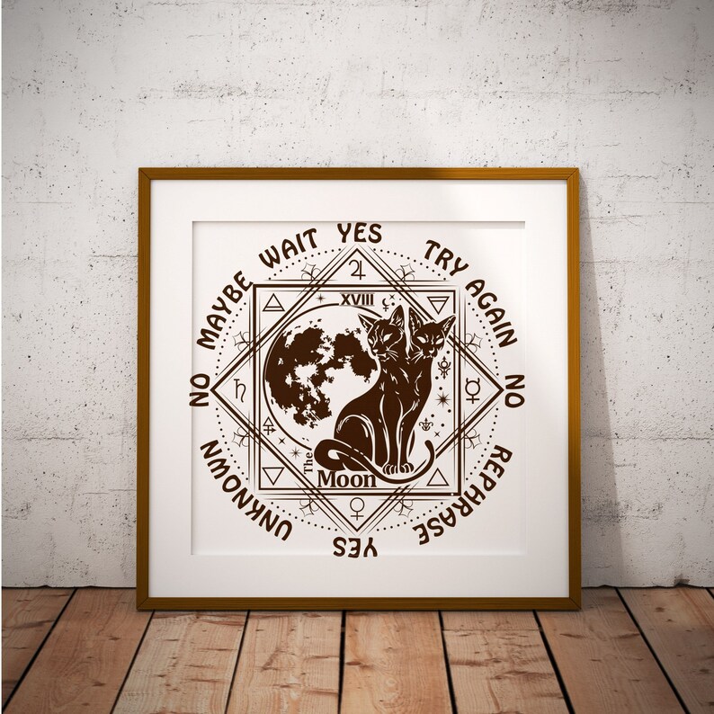 Two Faced Occult Cat Pendulum Board SVG the Moon Pendulum - Etsy