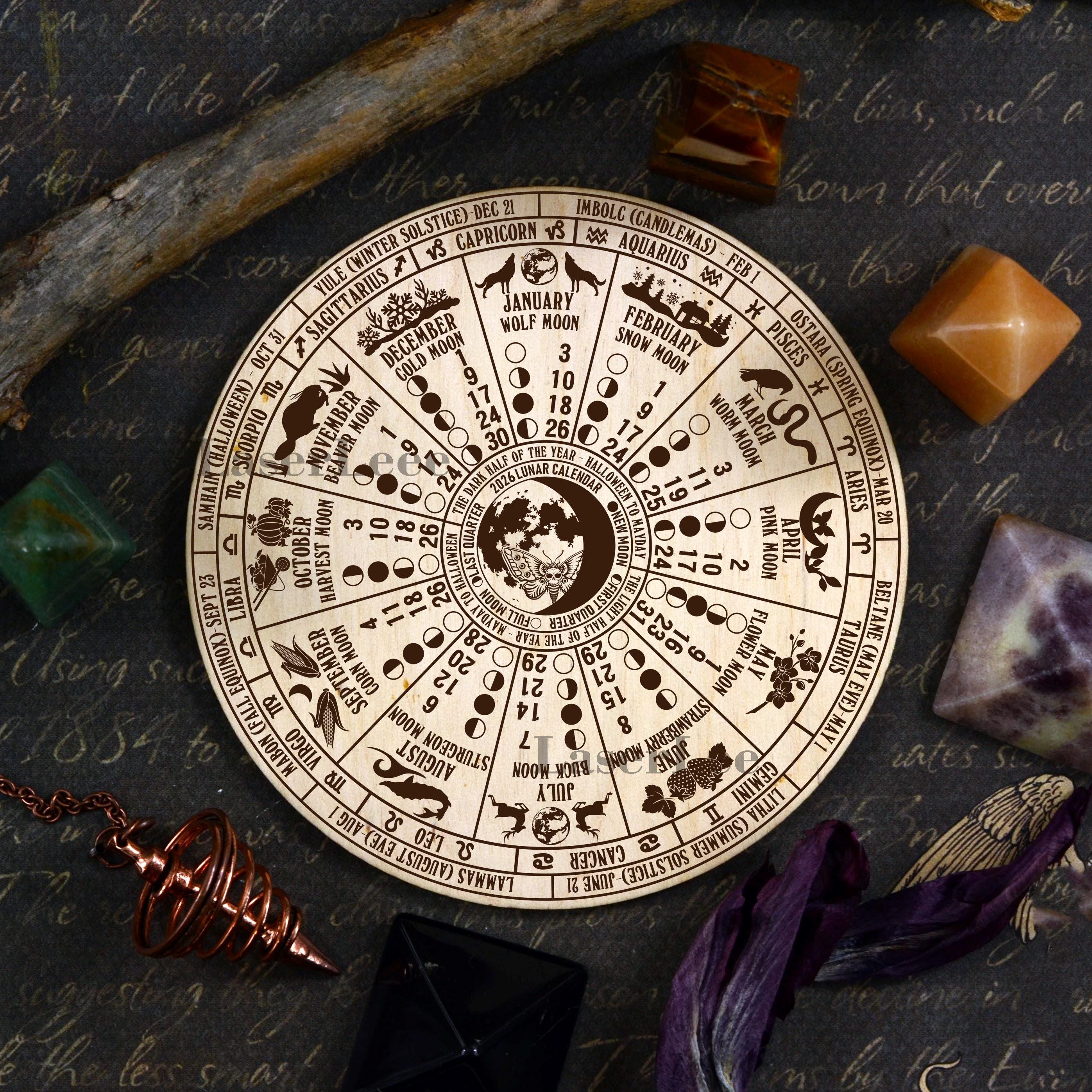 2026 Full Moon Names Calendar With Stand Laser Cut Files Moon Phases ...