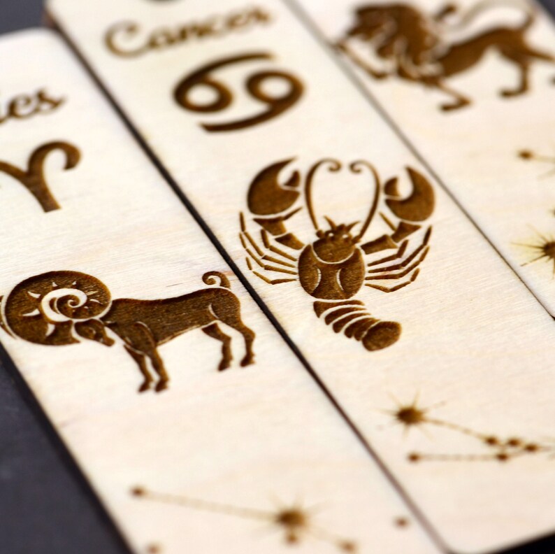 Zodiac Bookmarks SVG Set of 12 Signs Wood Bookmark Template - Etsy UK