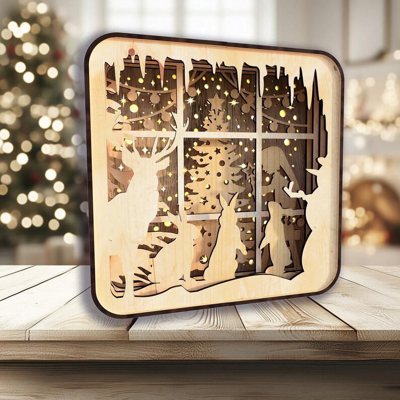 Christmas Lightbox SVG · Winter Animals Shadow Box · Laser Cut Files ...