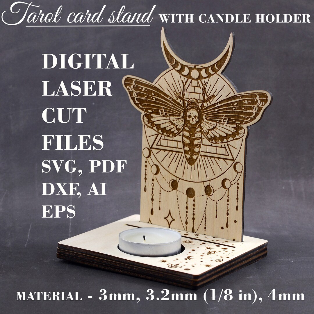 Death Head Moth Tarot Card Stand SVG Tarot Display Card With Candle ...