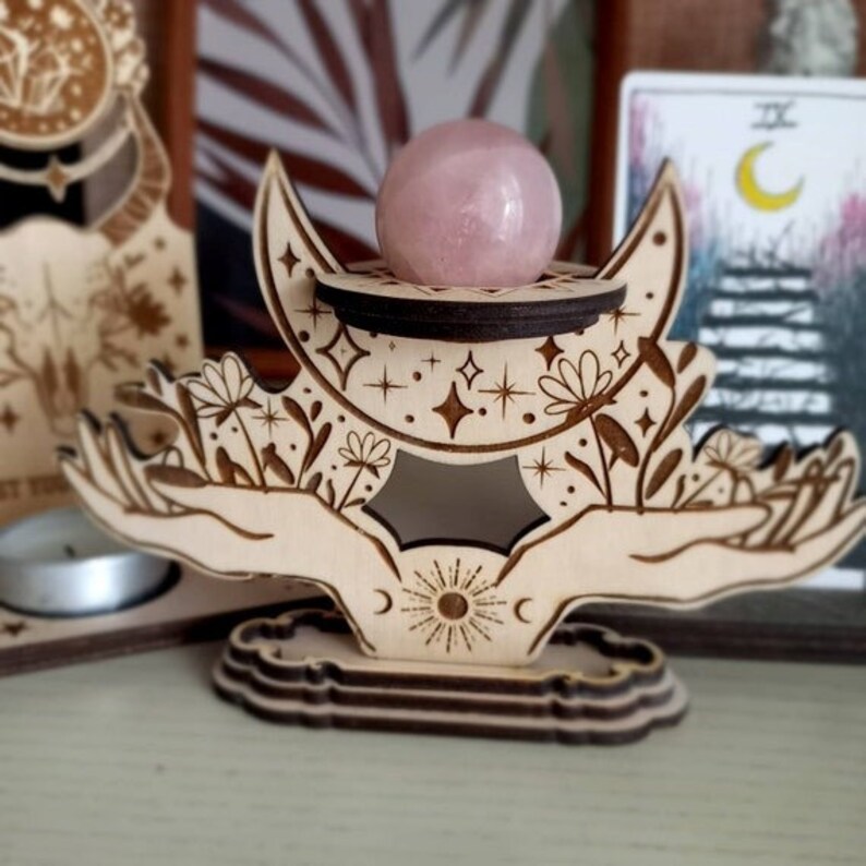 Wood Sphere Stand Svg Moon Sphere Holder Svg Glowforge Files Digital ...