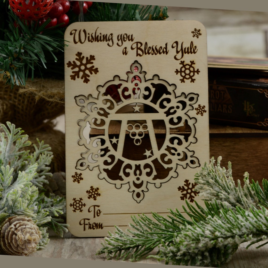 Wooden Yule Greeting Card SVG Yule Tree Ornament Set of 5 Svg - Etsy