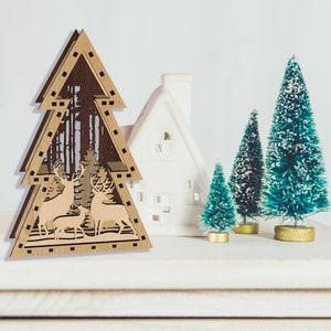 Christmas Tree Light Box Laser Cut File Christmas Forest Shadow Box Svg ...