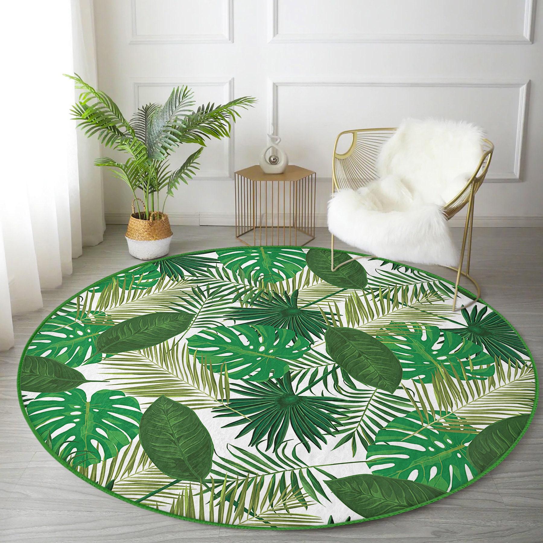 45％割引超安い Round rug - botanical green ヴィンテージラグ イデー ラグ ラグ/カーペット/マット-OTA ...