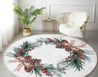 Round Christmas Rug - Etsy
