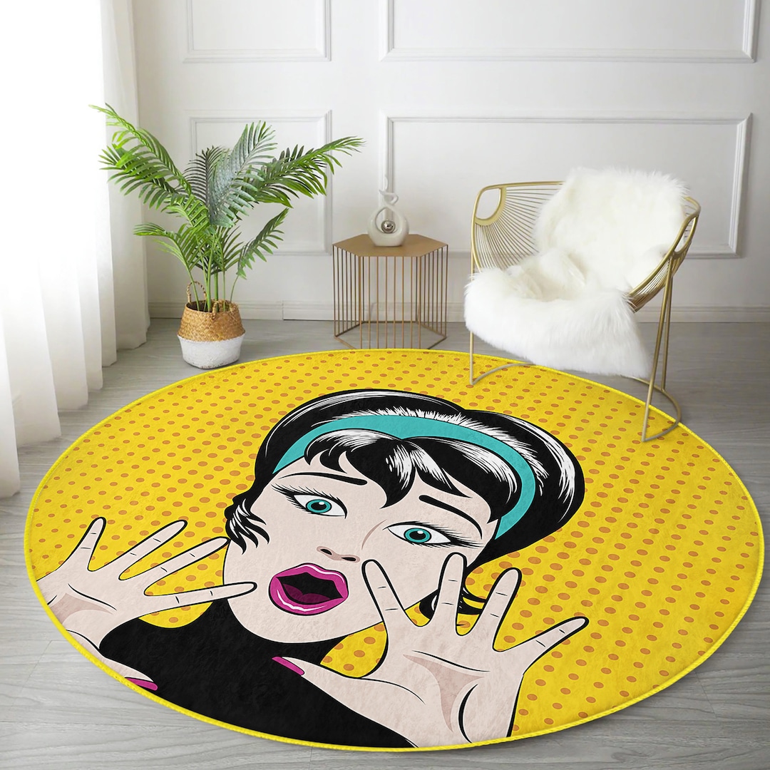 Pop Art Girl Decorative Rug Round Rug Area Rug Washable Rug Modern Rug ...