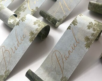 Hand-lettered Calligraphy Scrolls: Custom Wedding Place Cards - Etsy