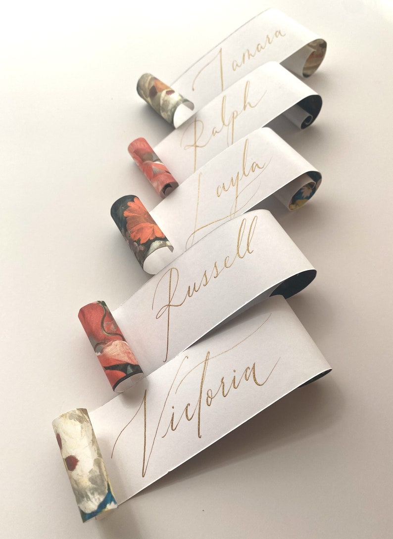 Hand-lettered Calligraphy Scrolls: Custom Wedding Place Cards - Etsy