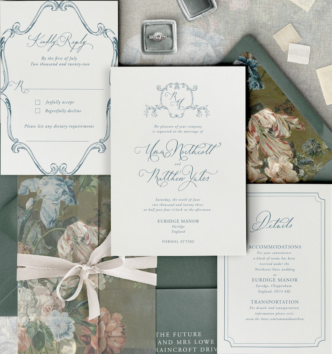 Printable Wedding Crest Invitation, Unique Wedding Invitations, Monogram Crest Invitation ...