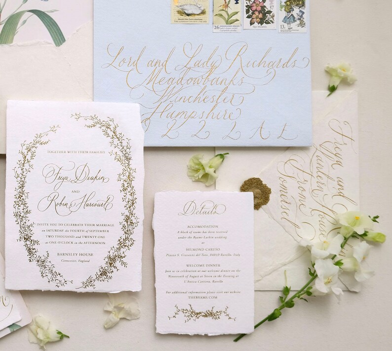 Printable Fine Art Gold Foil Garden Wedding Invitation Suite Suitable ...