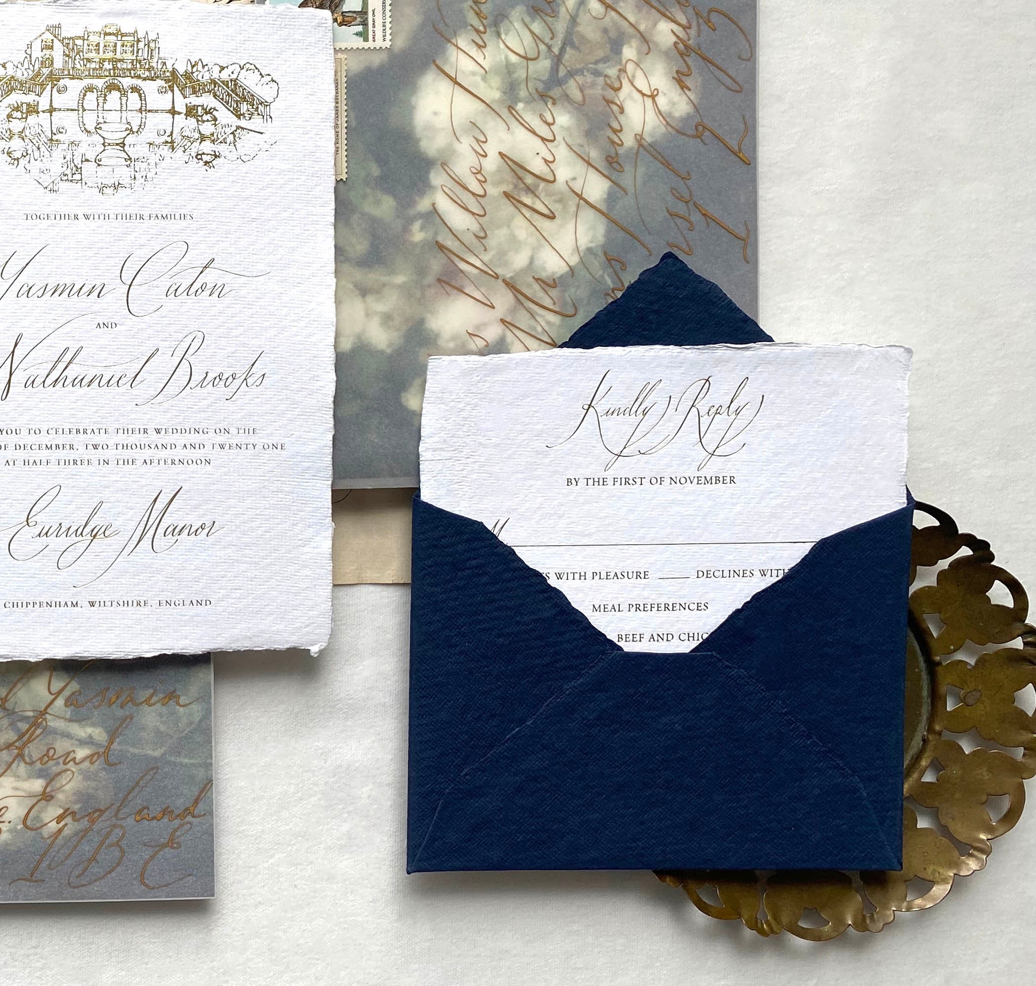 Printable Fine Art Gold Foil European Wedding Invitation Suite - Etsy