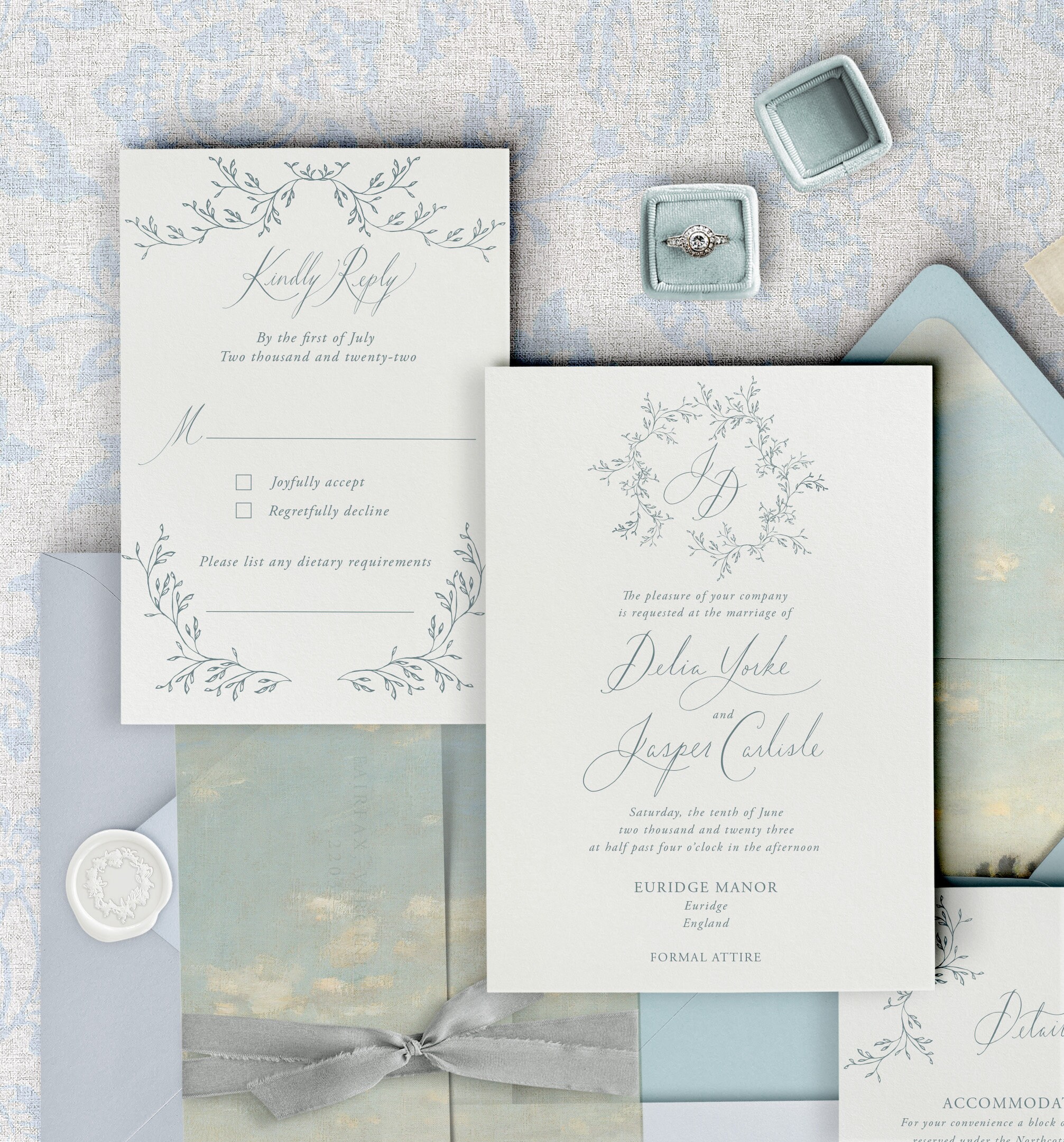 Wedding Crest Monogram Invitation, Digitally Printed, Custom Wedding ...