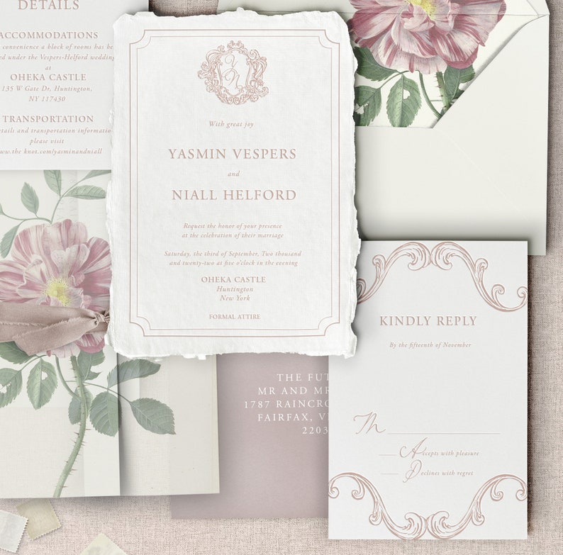 Monogram Wedding Crest Letterpress Wedding Invitations, Custom Venue ...