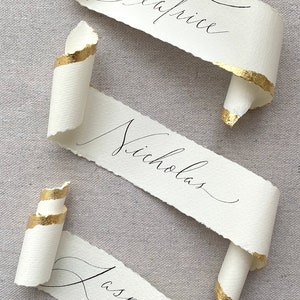 Gold Leaf Calligraphy Place Cards: Unique Place Cards for Vintage ...
