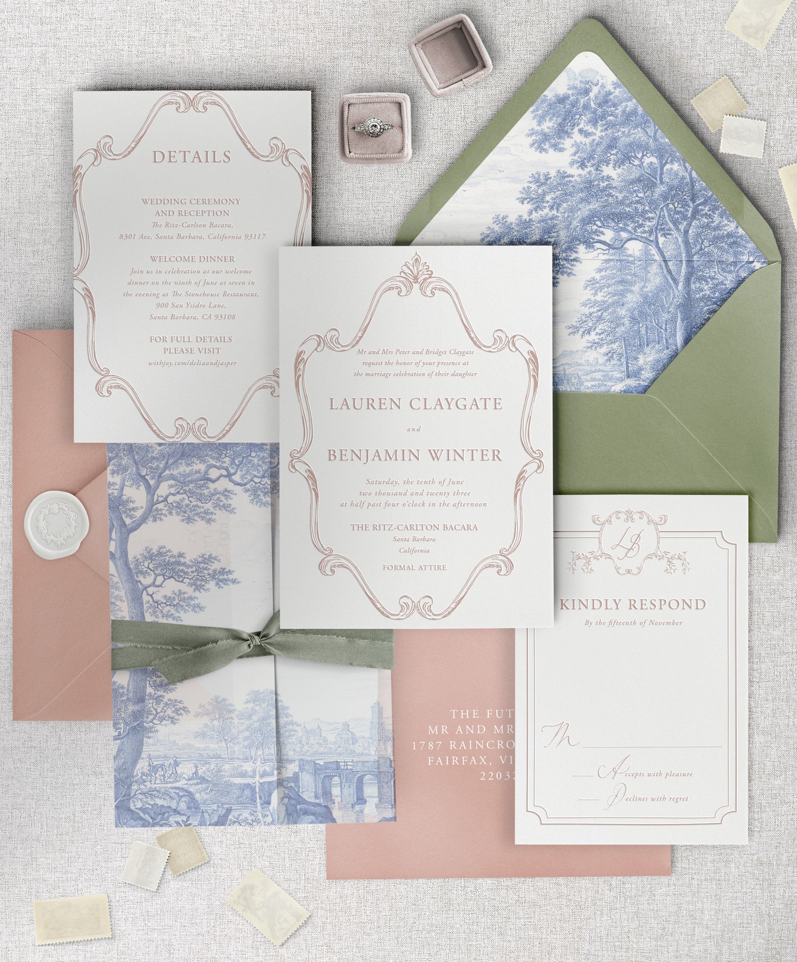 Unique Letterpress Wedding Invitations, Monogram Crest, Luxury Wedding ...