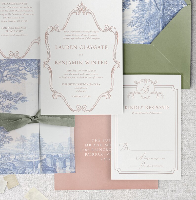 Unique Letterpress Wedding Invitations, Monogram Crest, Luxury Wedding ...