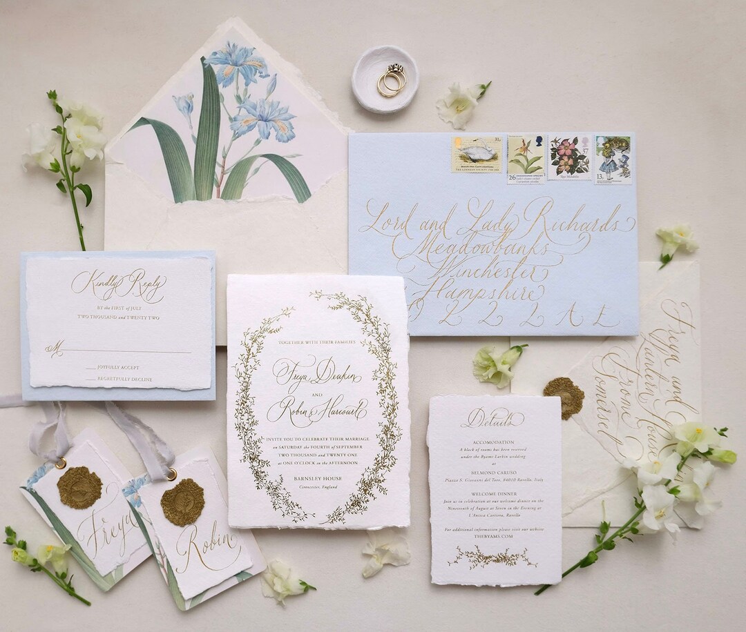 Printable Fine Art Gold Foil Garden Wedding Invitation Suite Suitable ...