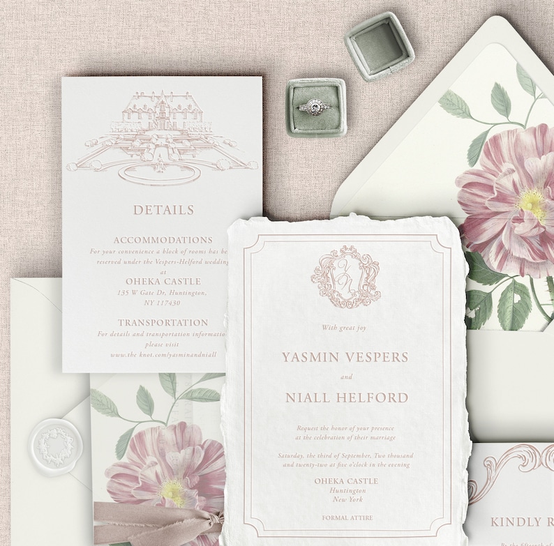 Monogram Wedding Crest Letterpress Wedding Invitations, Custom Venue ...