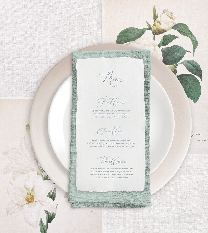 Printable Unique Custom Digital Download Menus, Printable on Handmade ...